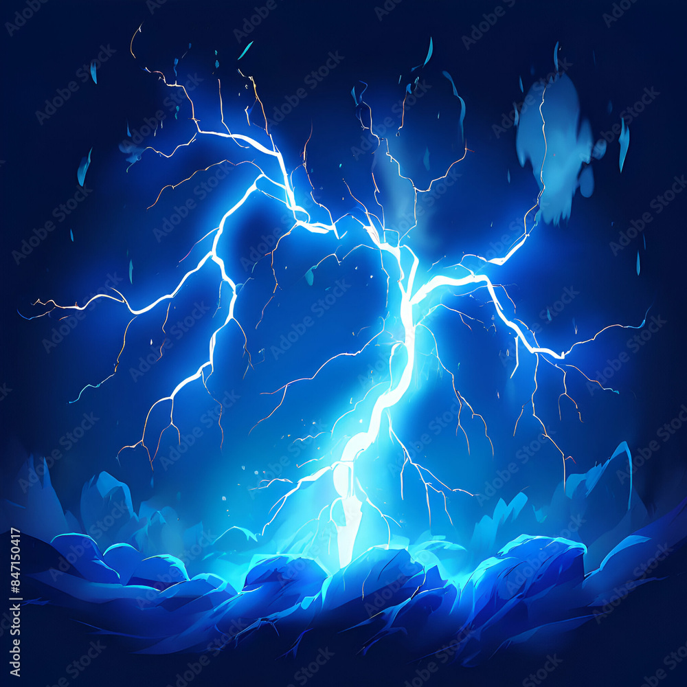 Cartoon lightning animation. Animated frames of electric strike, magic ...