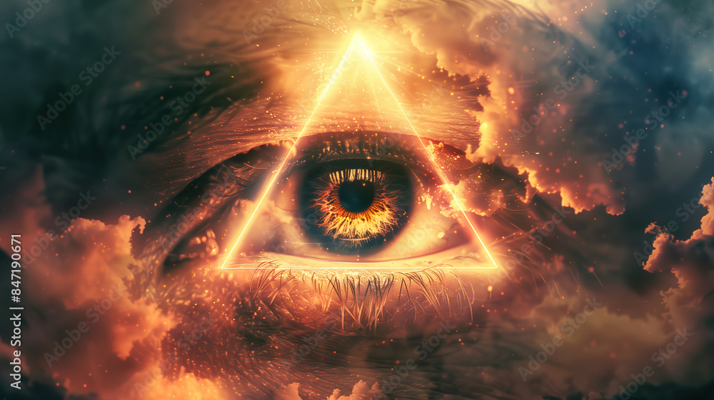 Human Eye With A Triangle Glowing All-Seeing Eye of God Eye of ...