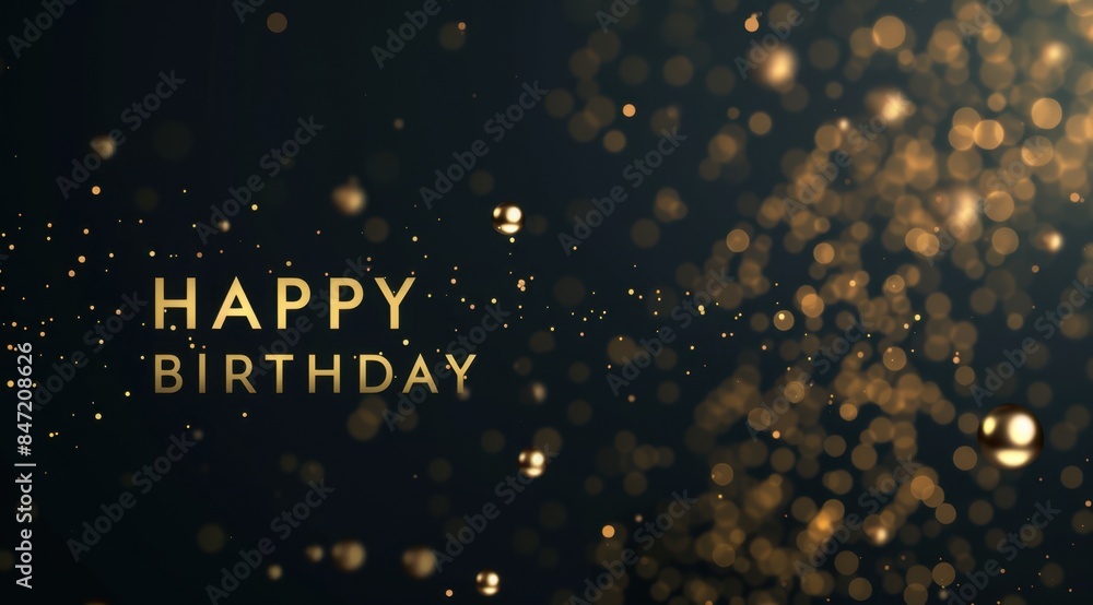 Happy Birthday greeting card design with text "HAPPY BIRTHDAY" on a ...