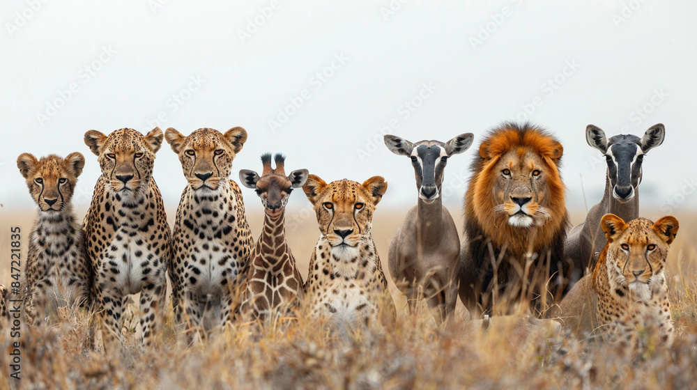 Jungle Animals in a Row - Lions, Tigers, and More in Banner Proportions ...