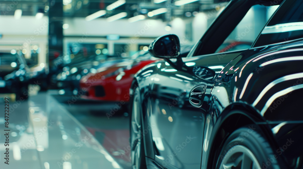 luxury car dealership showroom with multiple high-end sports cars on ...