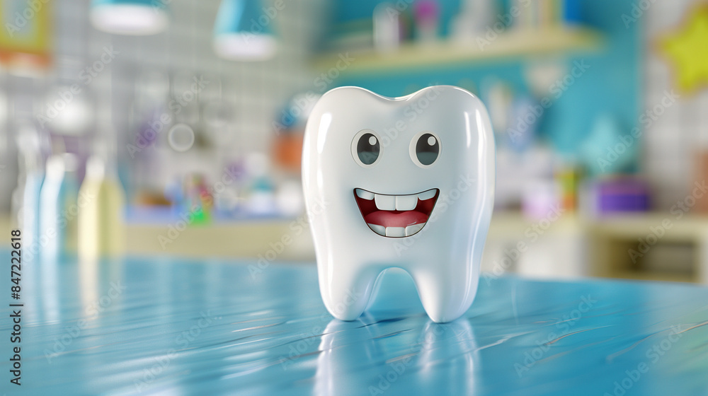Cute Cartoon Tooth Character in Dental Office, Fun Oral Hygiene Concept ...