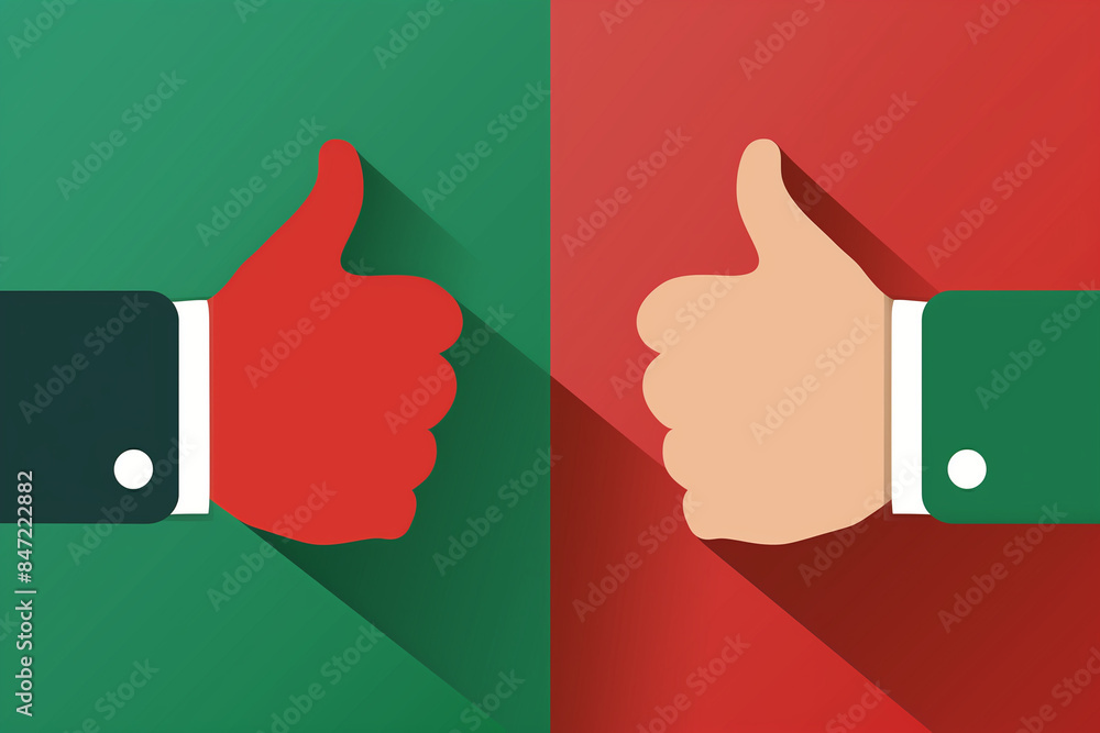 Thumbs Up Icons in Red and Green Background, Positive Approval Symbols ...