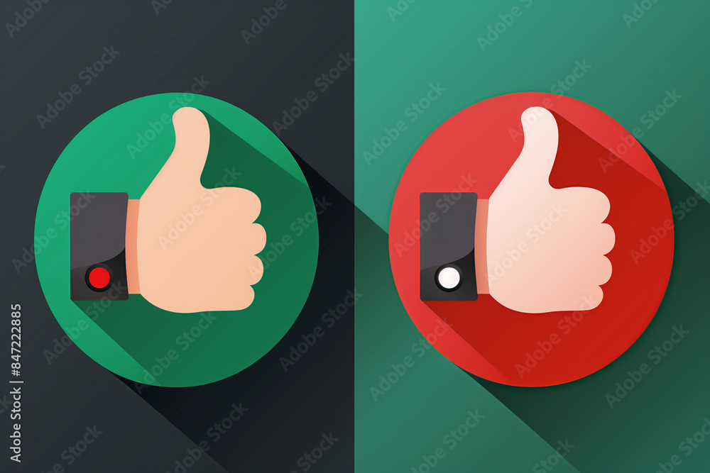 Thumbs Up Icons in Red and Green Background, Positive Approval Symbols ...
