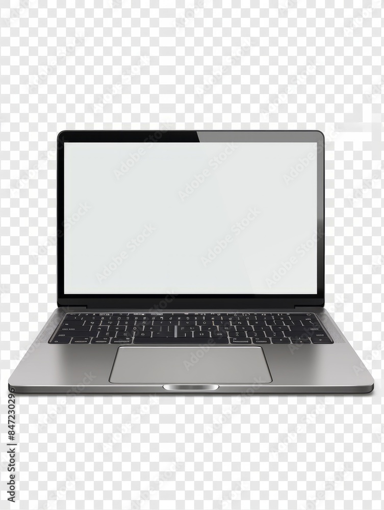 Laptop computer with blank screen isolated on transparent background ...