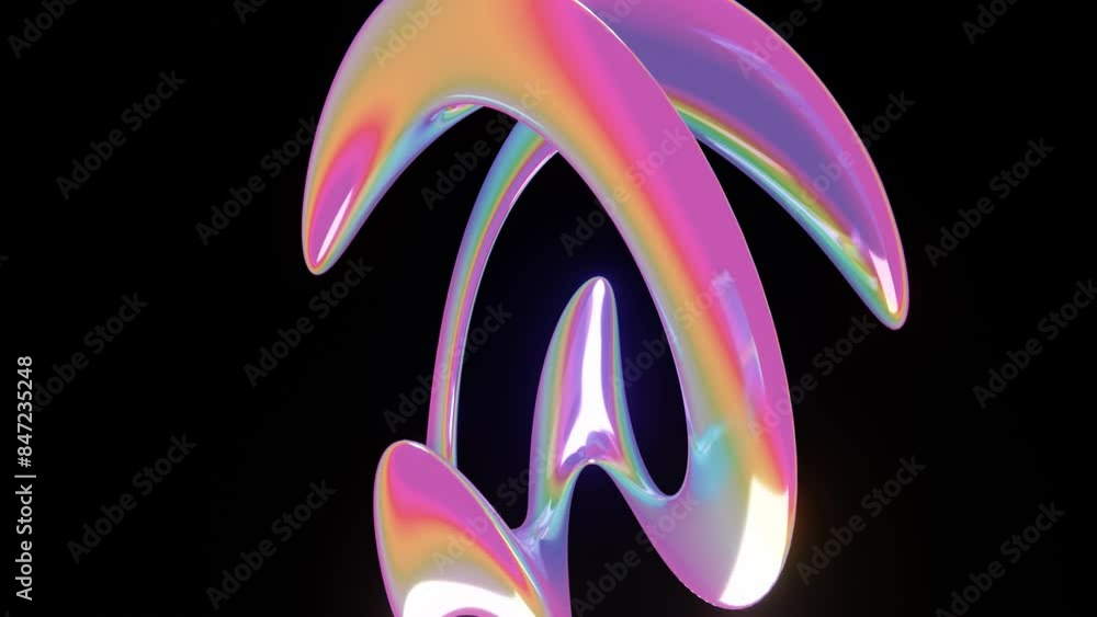 Abstract 3D fluorescent iridescent metallic vibrant gradient twisted ...