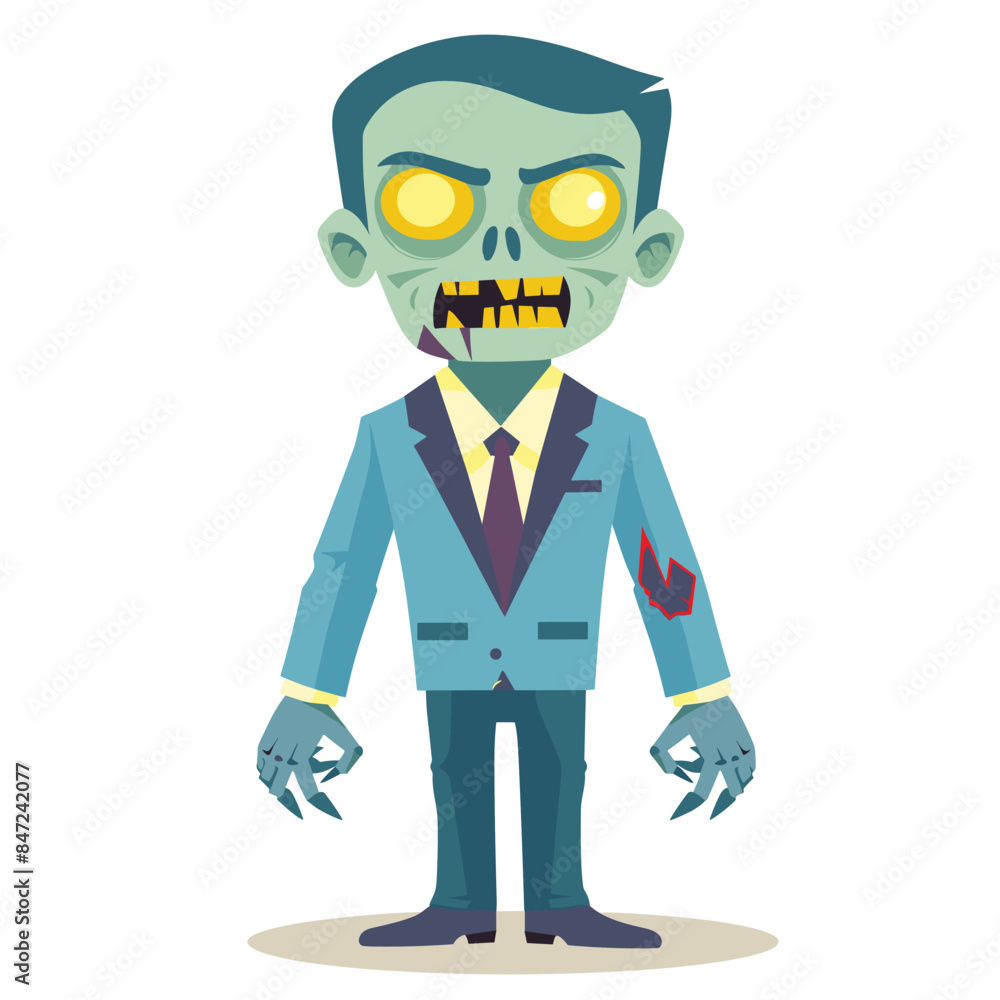 Animated zombie character dressed formal business attire, including ...