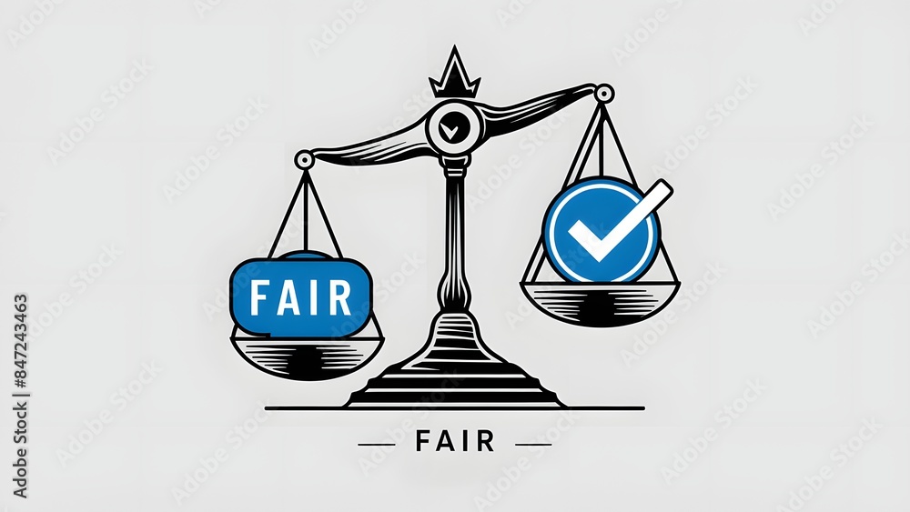 A graphic representation of a balance scale, with one side labeled ...