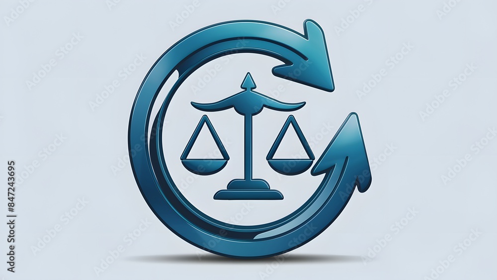 A blue icon with a circular arrow design, encompassing a symbol of a ...