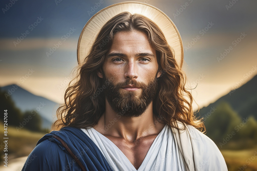 Jesus Christ. Jesus Christ Portrait with crown of thorns. Jesus Christ ...