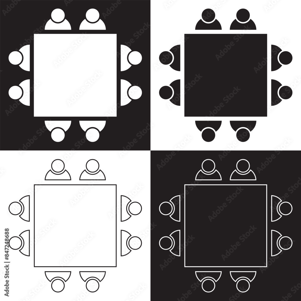 Table Seating Arrangement Icons for an Event - Clipart Outline ...