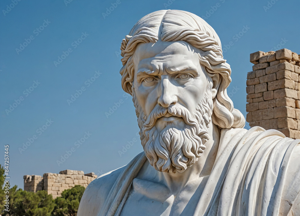 The Classic Statue of Pythagoras. A Symbol of Ancient Greek Heritage ...