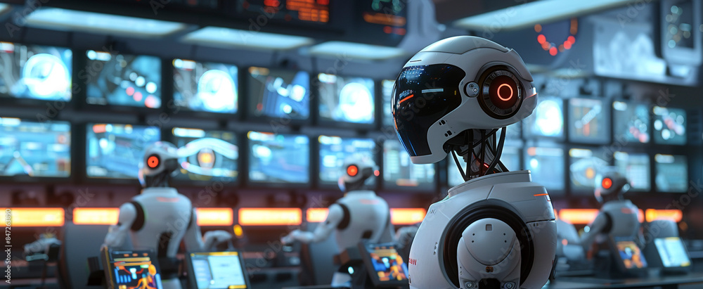 robot artificial intelligence successful business. AI robot working ...