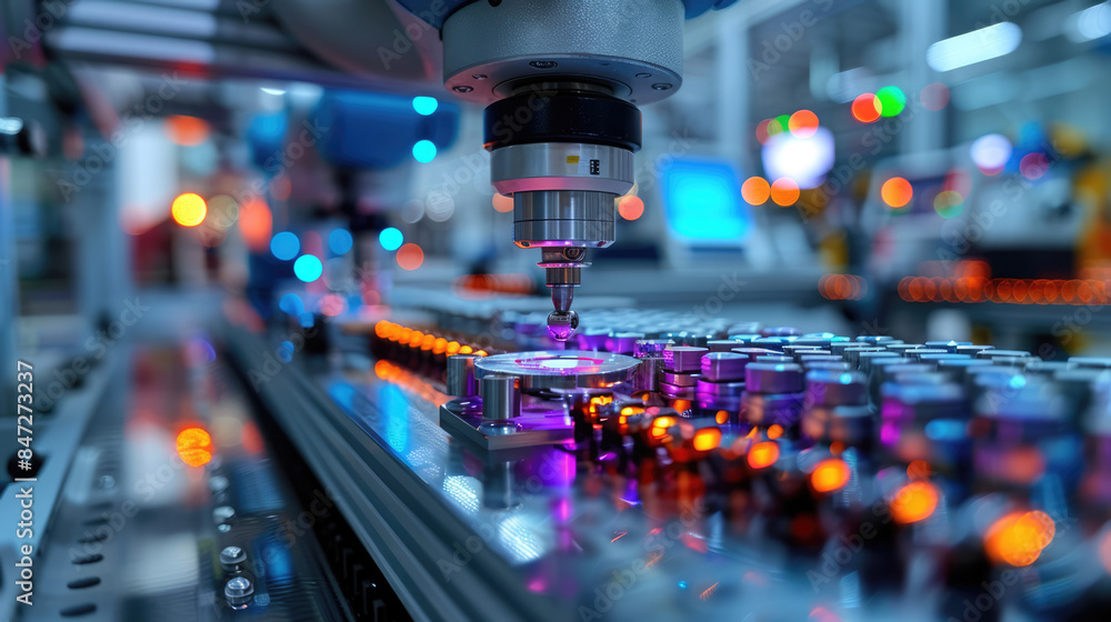 Robitic arms assembling and moving around small shiny objects for ...