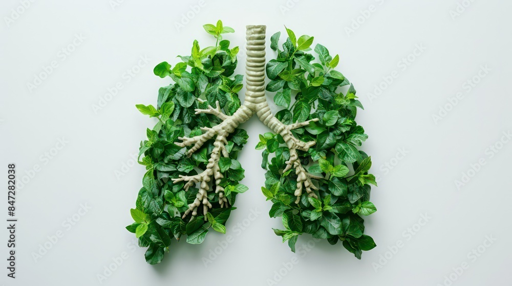 Abstract silhouette of lungs on a white background . Trees are the ...