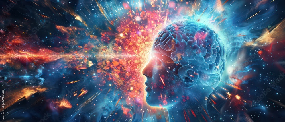 Illustration of annual collective mind concept art, exploding mind ...