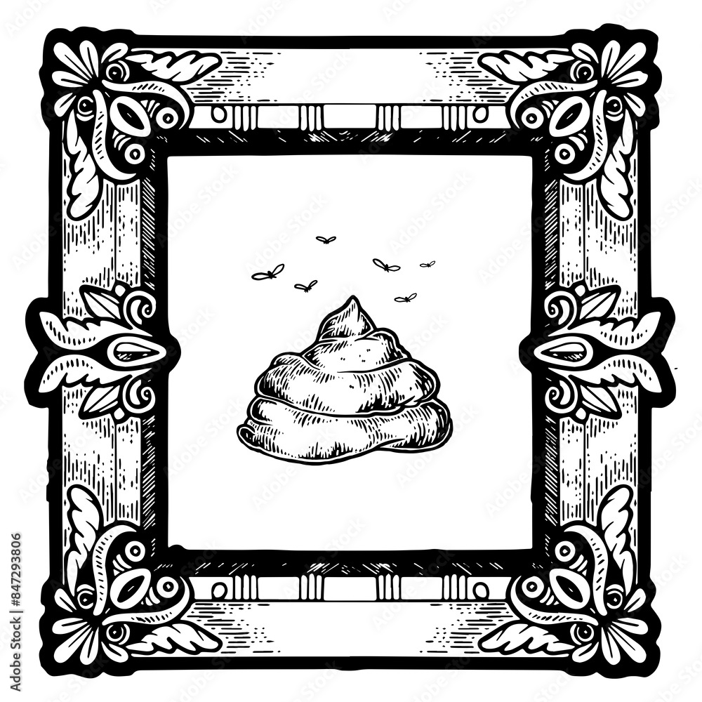 Poop shit in picture frame as a masterpiece in an art gallery sketch ...