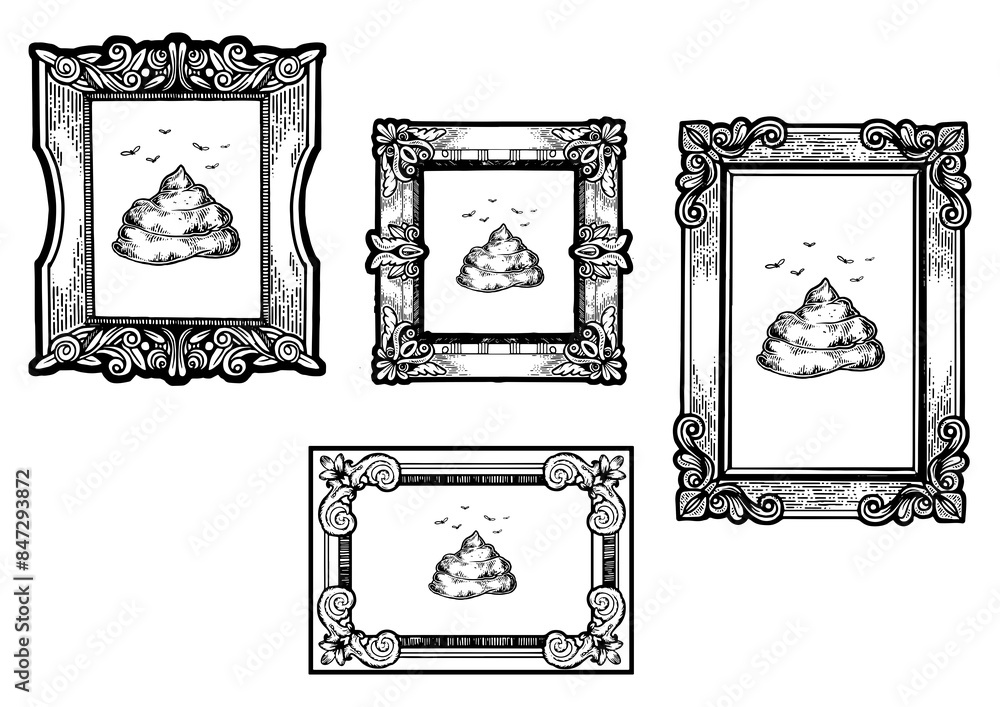 Poop shit art gallery exhibition in picture frame as a masterpiece ...