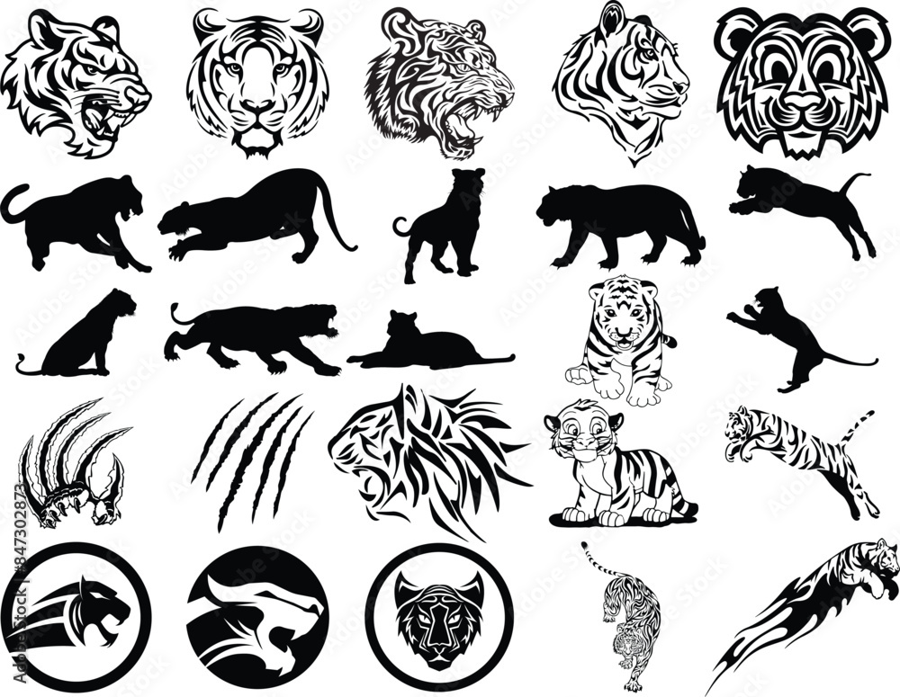 Vetor de Tiger SVG Bundle, Tiger Face Svg, Tigers SVG Cut Files for ...