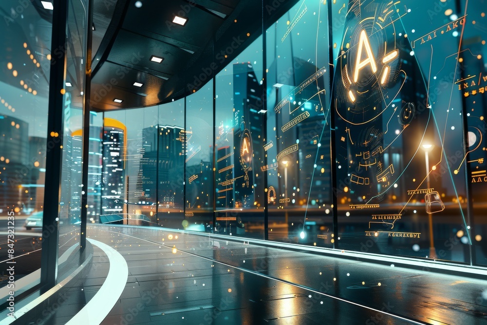 Futuristic City with AI Elements, Digital AI Urban Landscape, Advanced ...