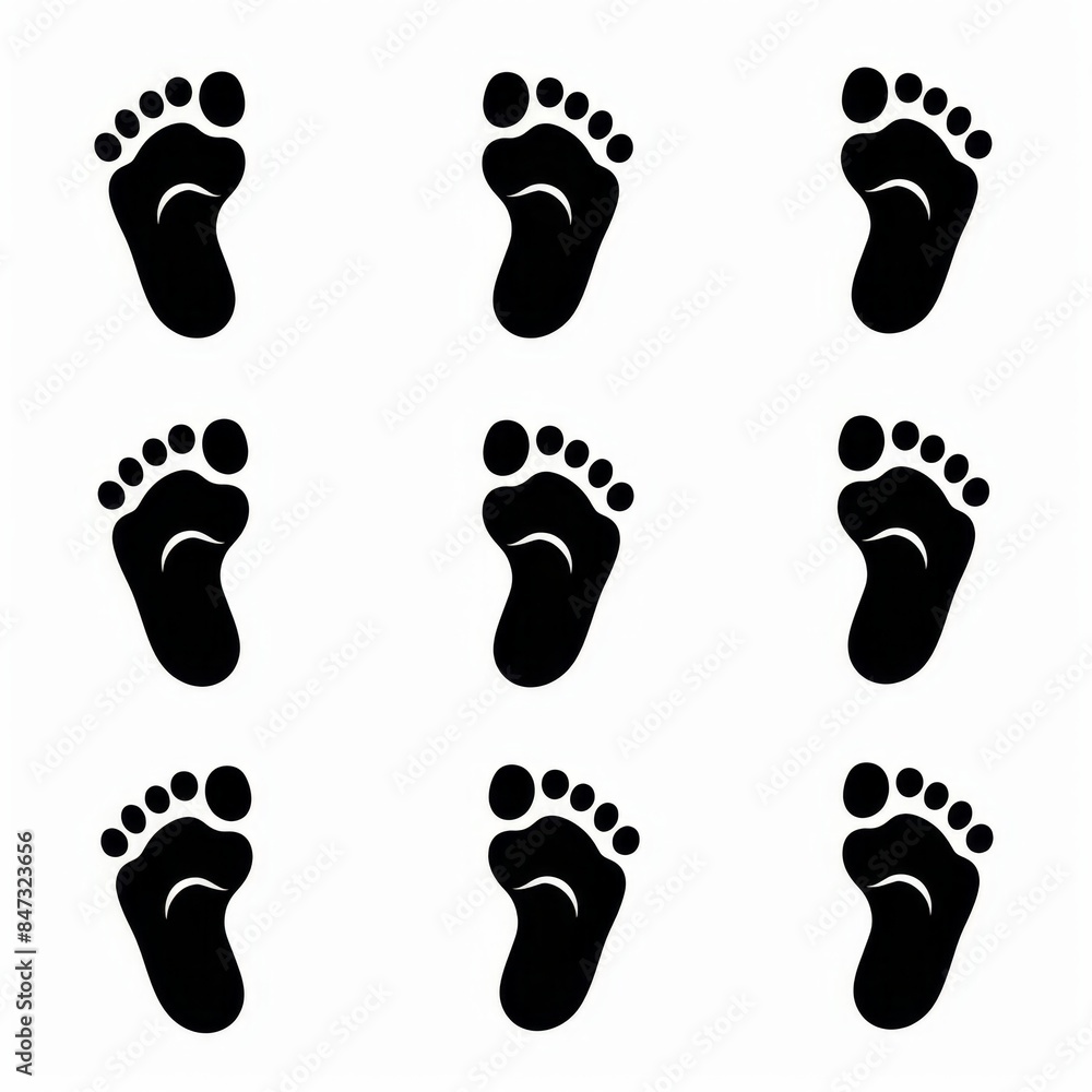 Footprint icon, aliens foot print symbol, humanoids barefoot sprint ...