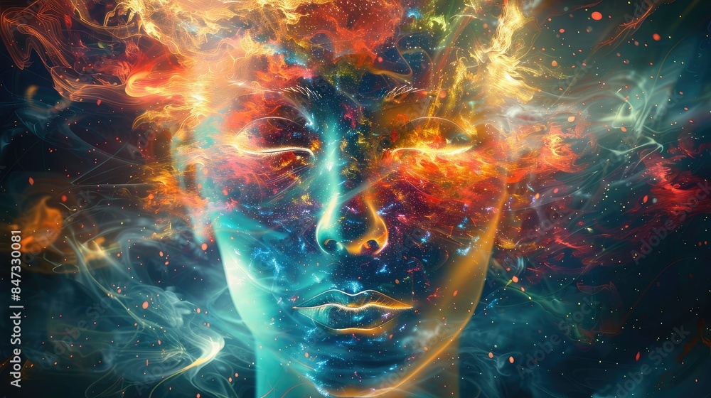 The photo is an illustration of a human face. The face is made up of ...