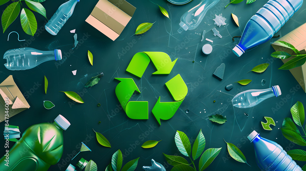 Banner for the main page of the site with a realistic recycling icon ...