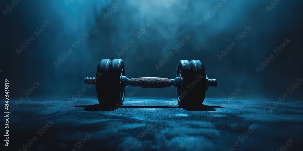 wallpaper of a dumbbell isolated on a dark blue background Stock ...