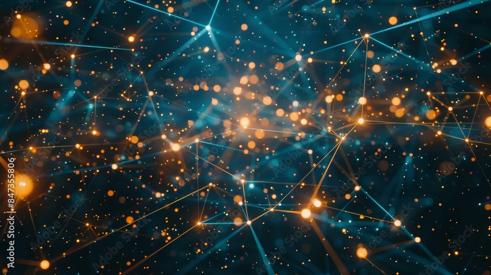 Digital Abstract Network Illustration Blue Grid with AI Neural ...