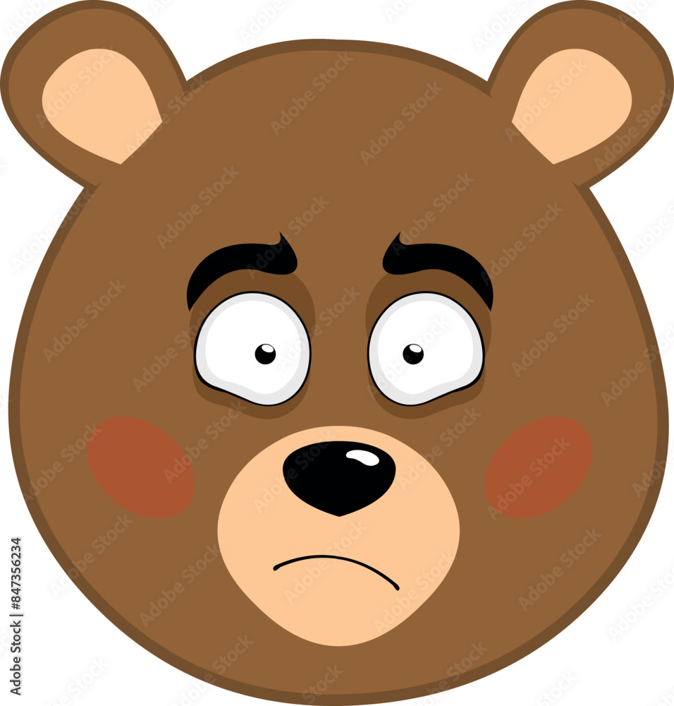 vector illustration face brown bear grizzly cartoon, with facial brush and an embarrassing ...