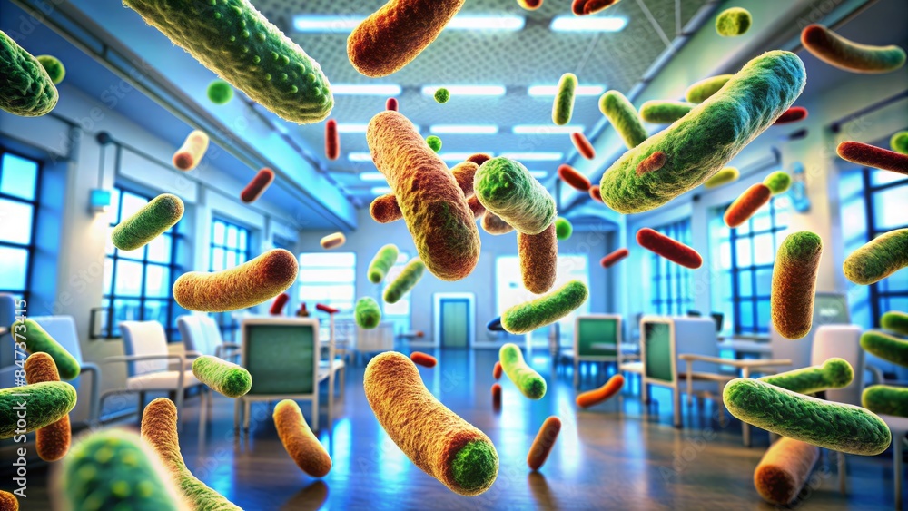 Microscopic view of antibiotic-resistant bacteria and microbes ...