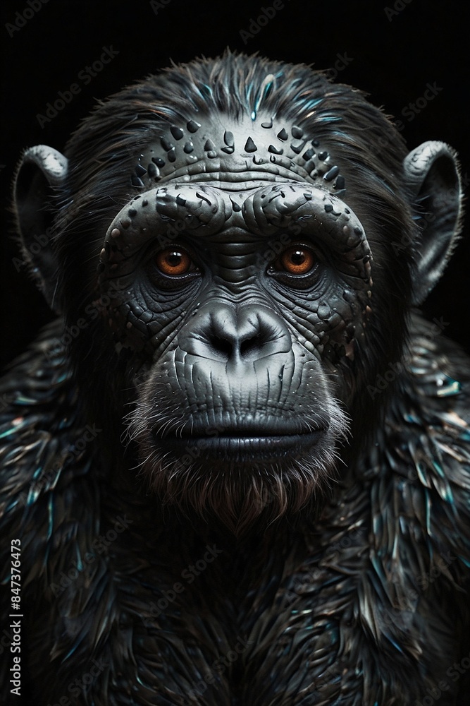 Symmetrical Chimpanzee Tattoo Design with Subtle Tribal Patterns ...