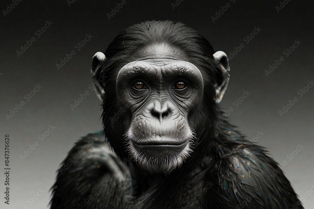 Symmetrical Chimpanzee Tattoo Design with Subtle Tribal Patterns ...