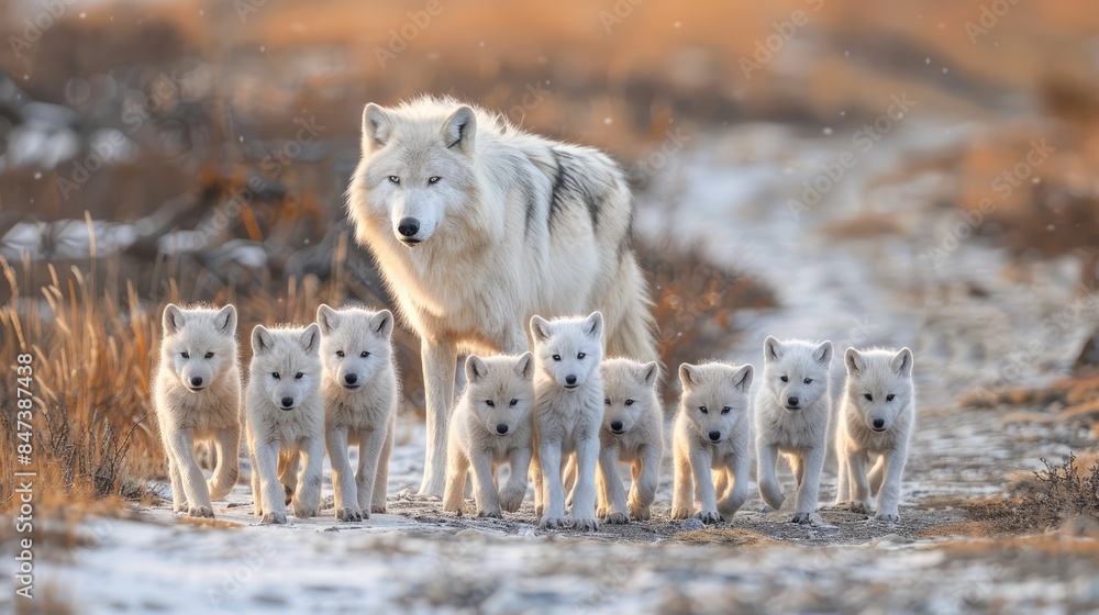 Heartwarming Moment of White Alpha Female Wolf and Her Pups, Wolf ...