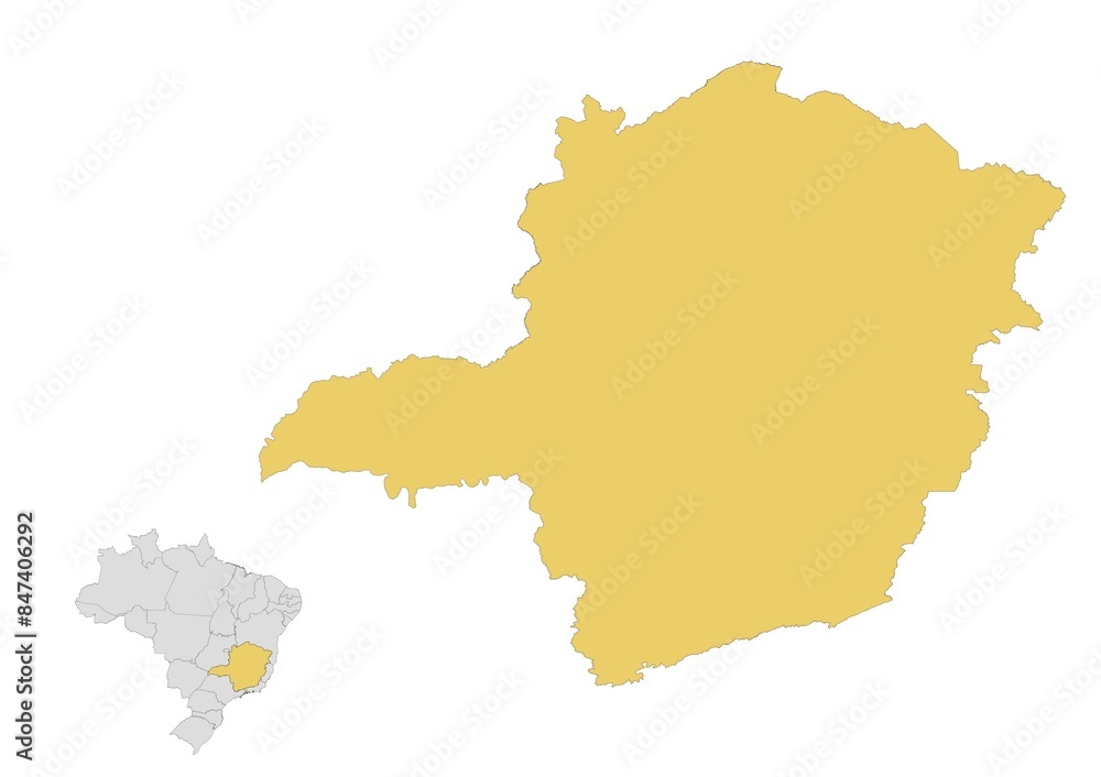 Mapa del estado de Minas Gerais en Brasil Stock Illustration | Adobe Stock