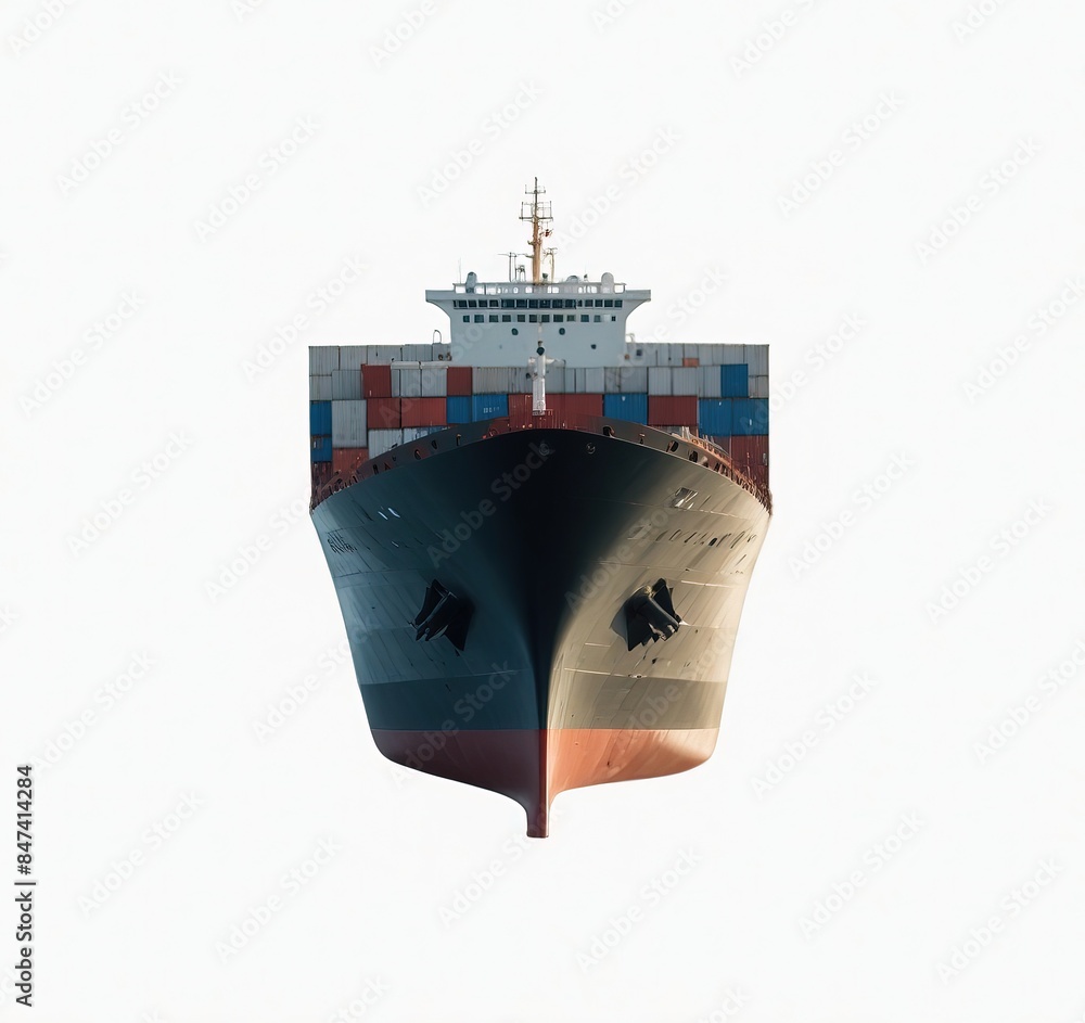 An overhead picture of a cargo container business ship, featuring a ...