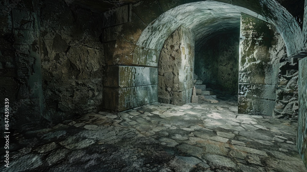 Underground medieval burial chamber Access point to the tomb Stock ...