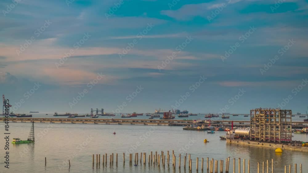 Logistic shipping quay boat Engineering crane depot at logistic export ...