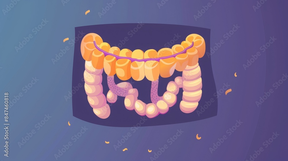 illustration of the human digestive system showing intestines ...
