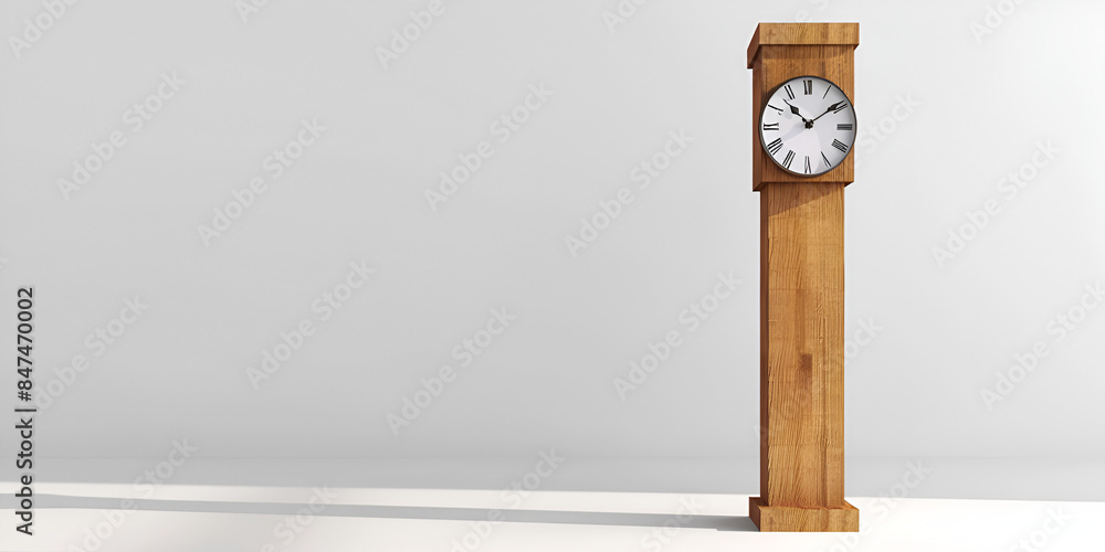 Vintage grandfather big clock isolated on white background. Stock ...