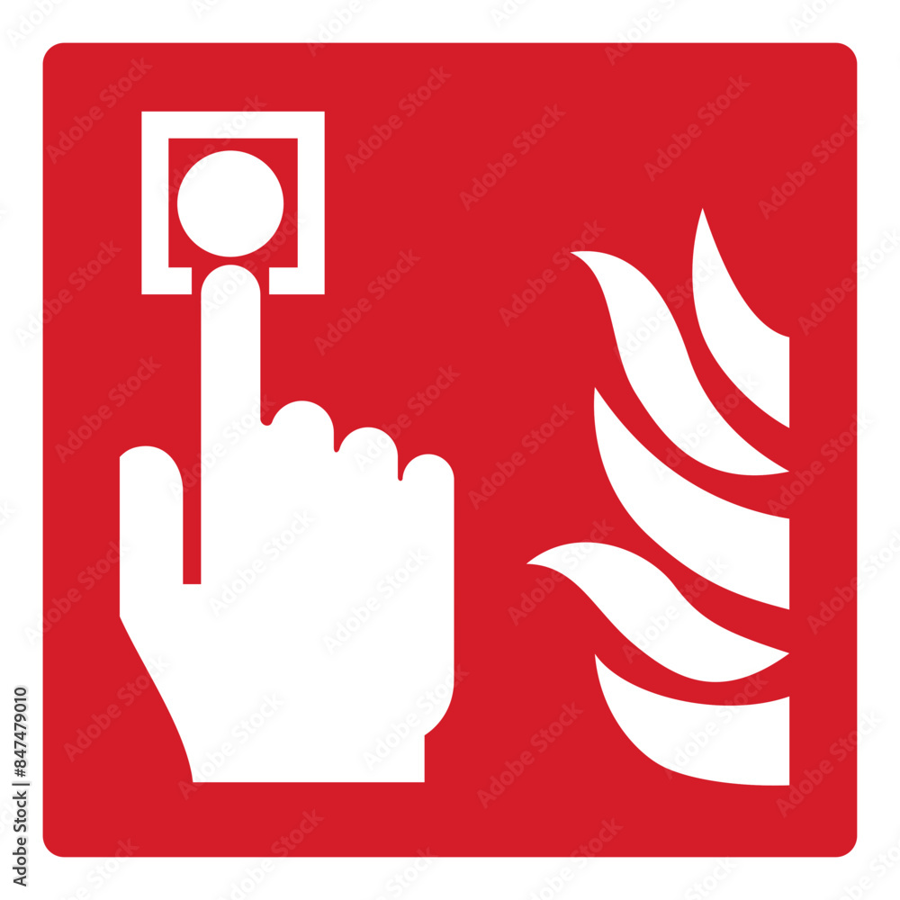 ISO fire prevention safety sign fire alarm call point symbol and ...