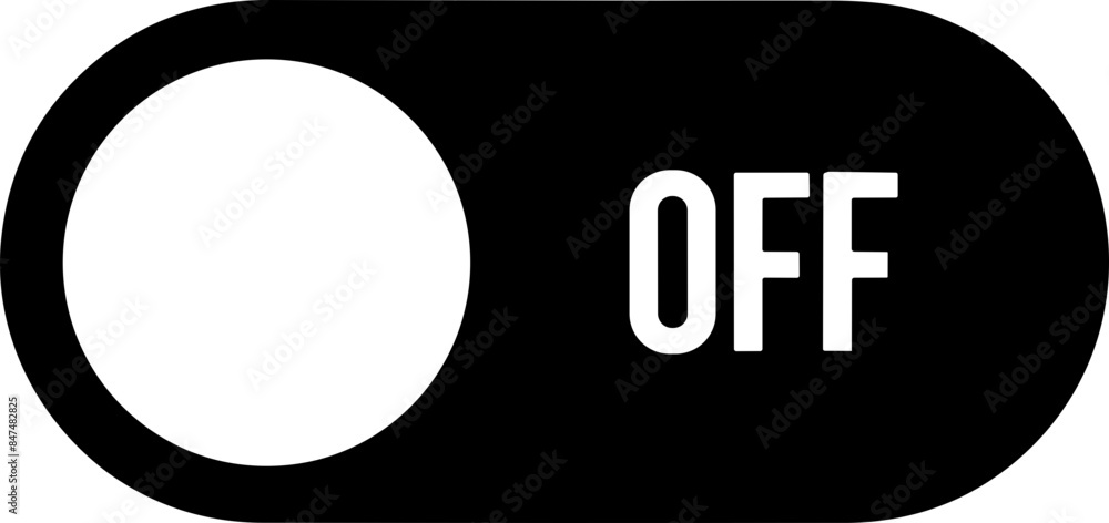 OFF toggle switch button vector. Black Off switcher icon. Modern web ...