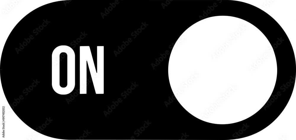 ON toggle switch button vector. Black On switcher icon. Modern web and ...