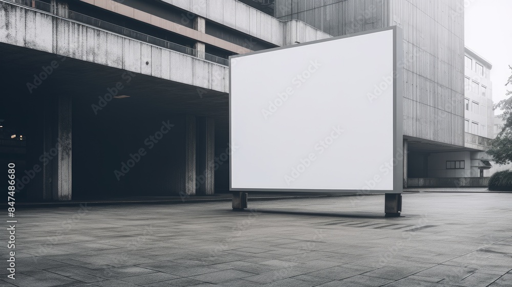 Urban billboard mockup mounted on a concrete wall in a city environment ...