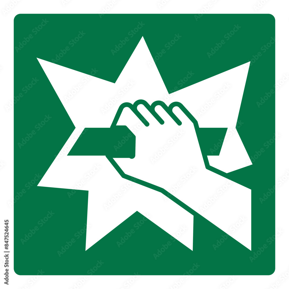 iso emergency and first aid safety signs break to obtain access symbol ...