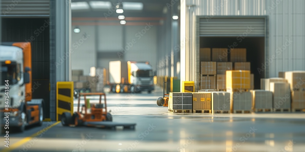Warehouse Workers Loading Dock Busy blurred background image of ...
