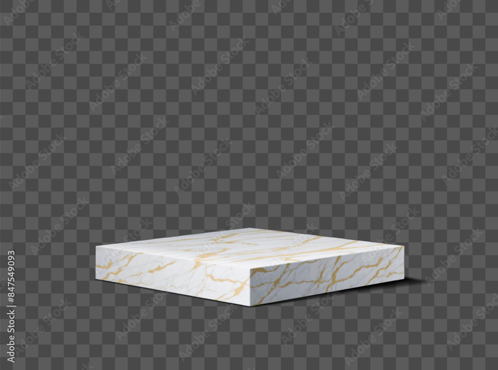 Marble stone podium stage. Isolated 3d vector mockup of rectangular ...