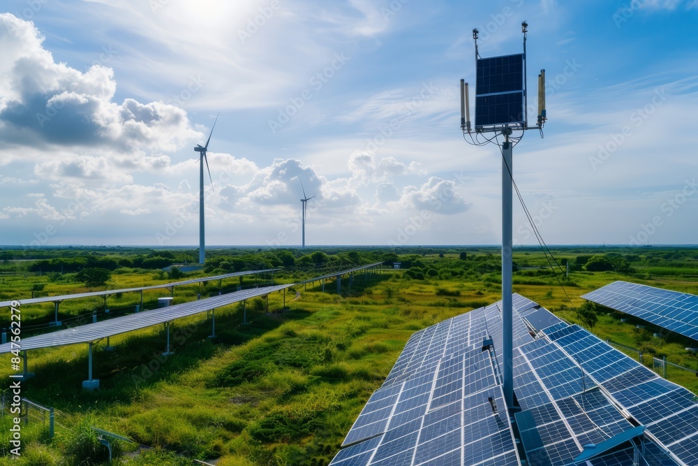 Professional Photography of a renewable energy company harnessing IoT sensors and predictive ...