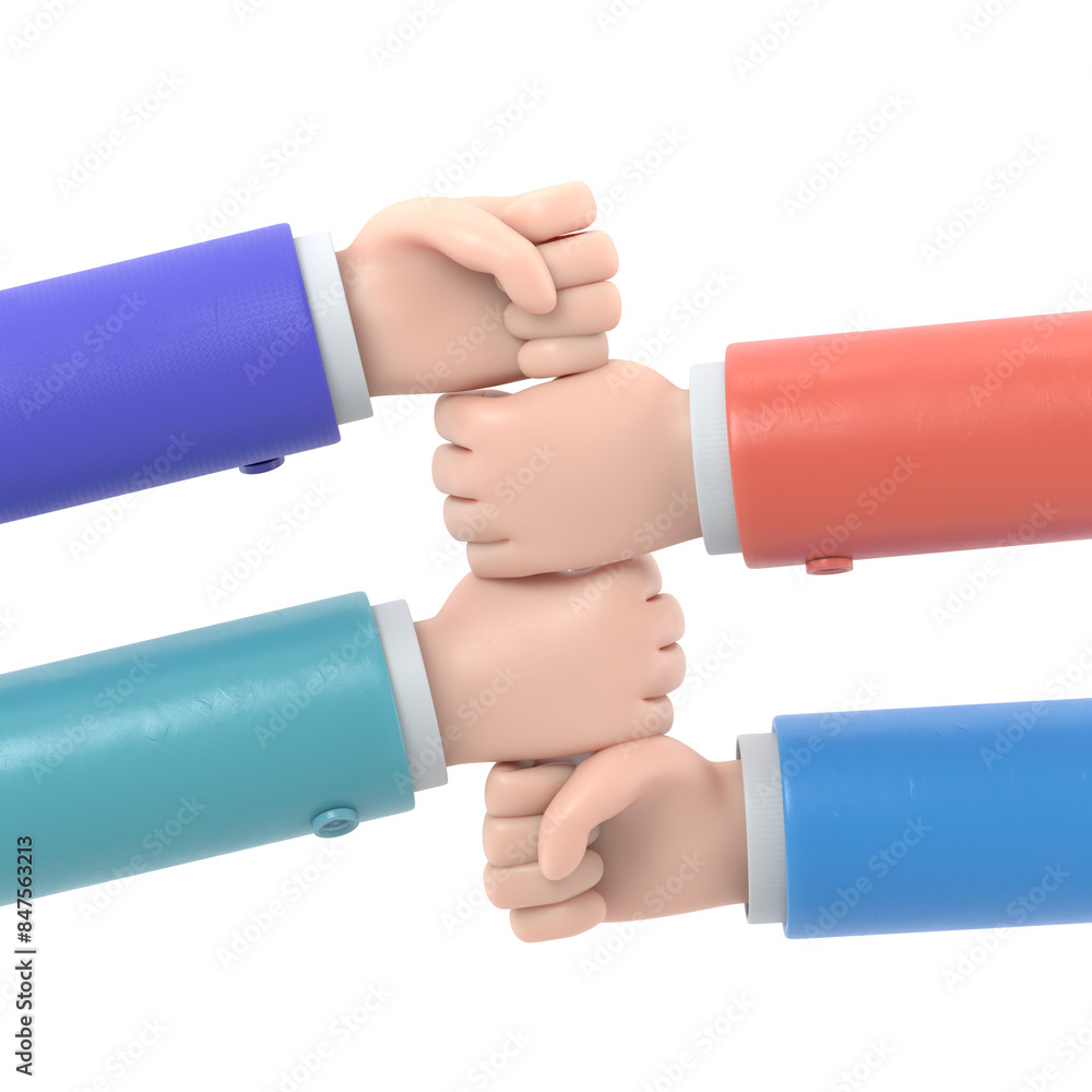 Transparent Backgrounds Mock-up.Three human join hands together ...