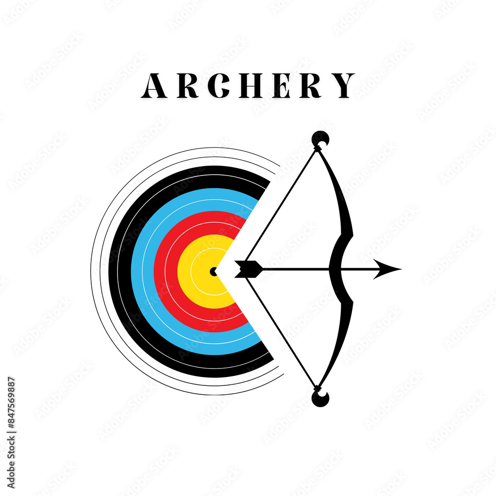 Archery bow and arrow Vector Illustration, Archery Target Set, Arrow ...